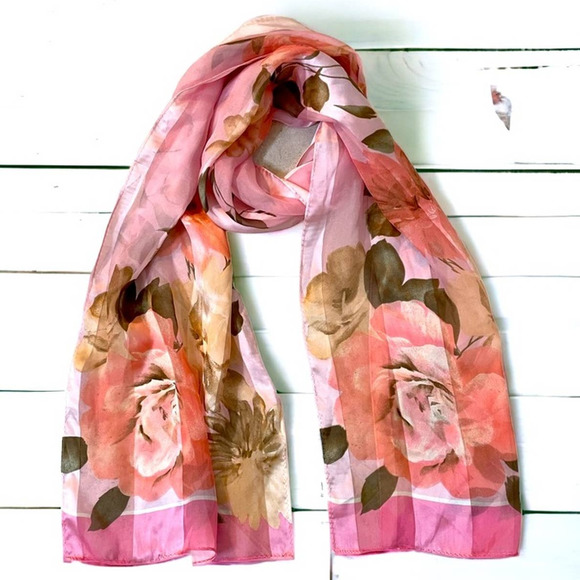 Liz Claiborne | Accessories | Liz Claiborne Scarf Cottagecore Pink Rose ...